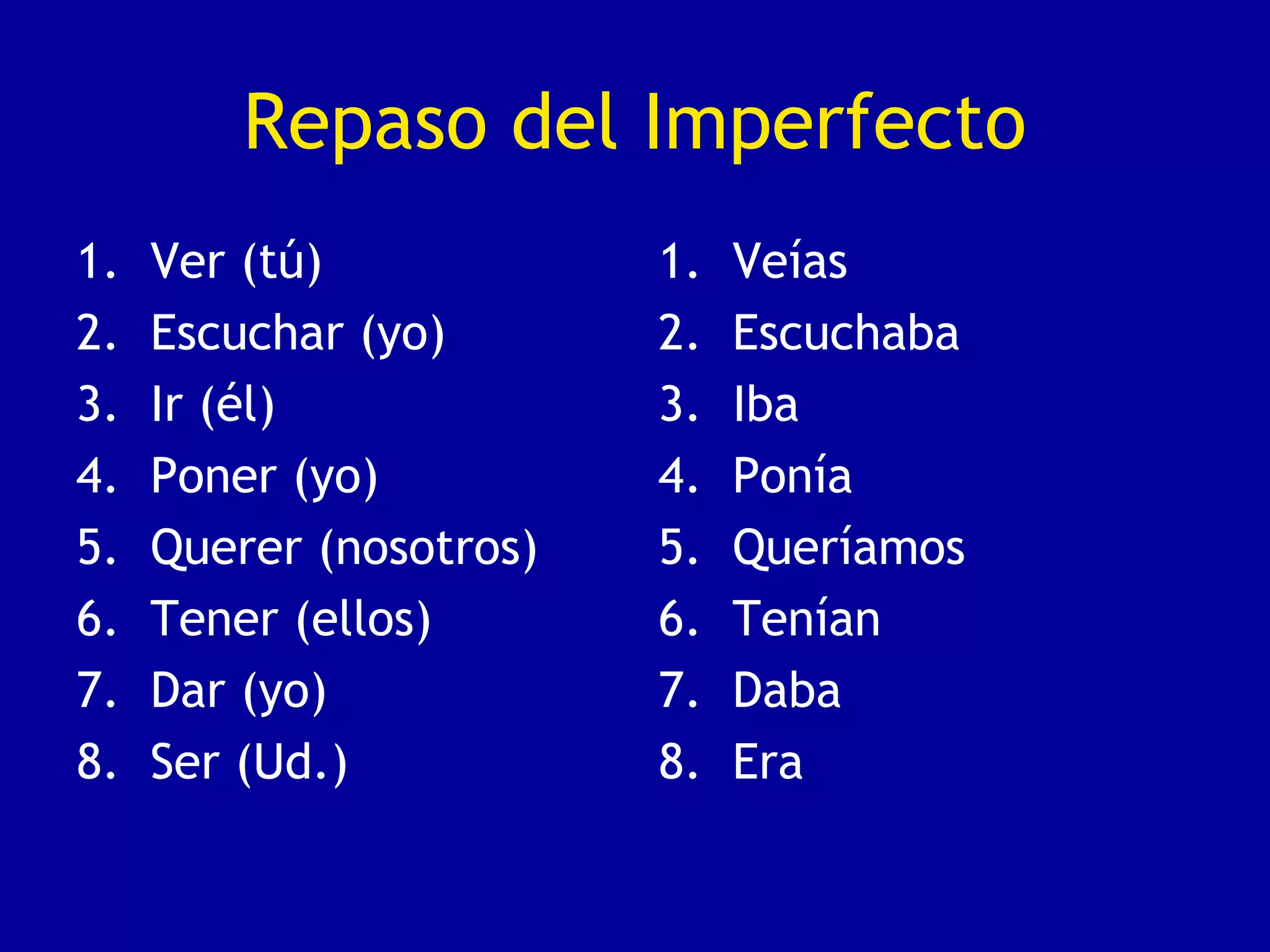 Preterito o imperfecto | PPT