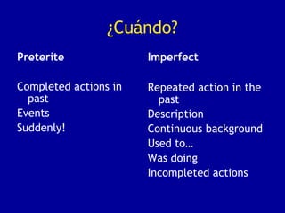 Preterito o imperfecto | PPT