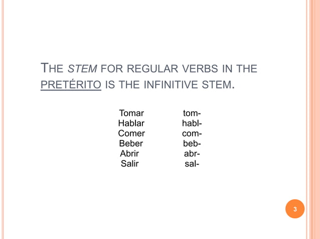 Preterite: AR verbs
