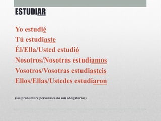 Pretérito de los verbos regulares | PDF