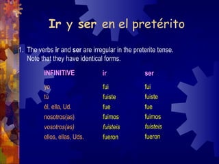 Preterito er_ir verbs dar_ver_ser_ir | PPT