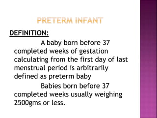 Preterm infant,small for gestation age and postterm infant | PPTX