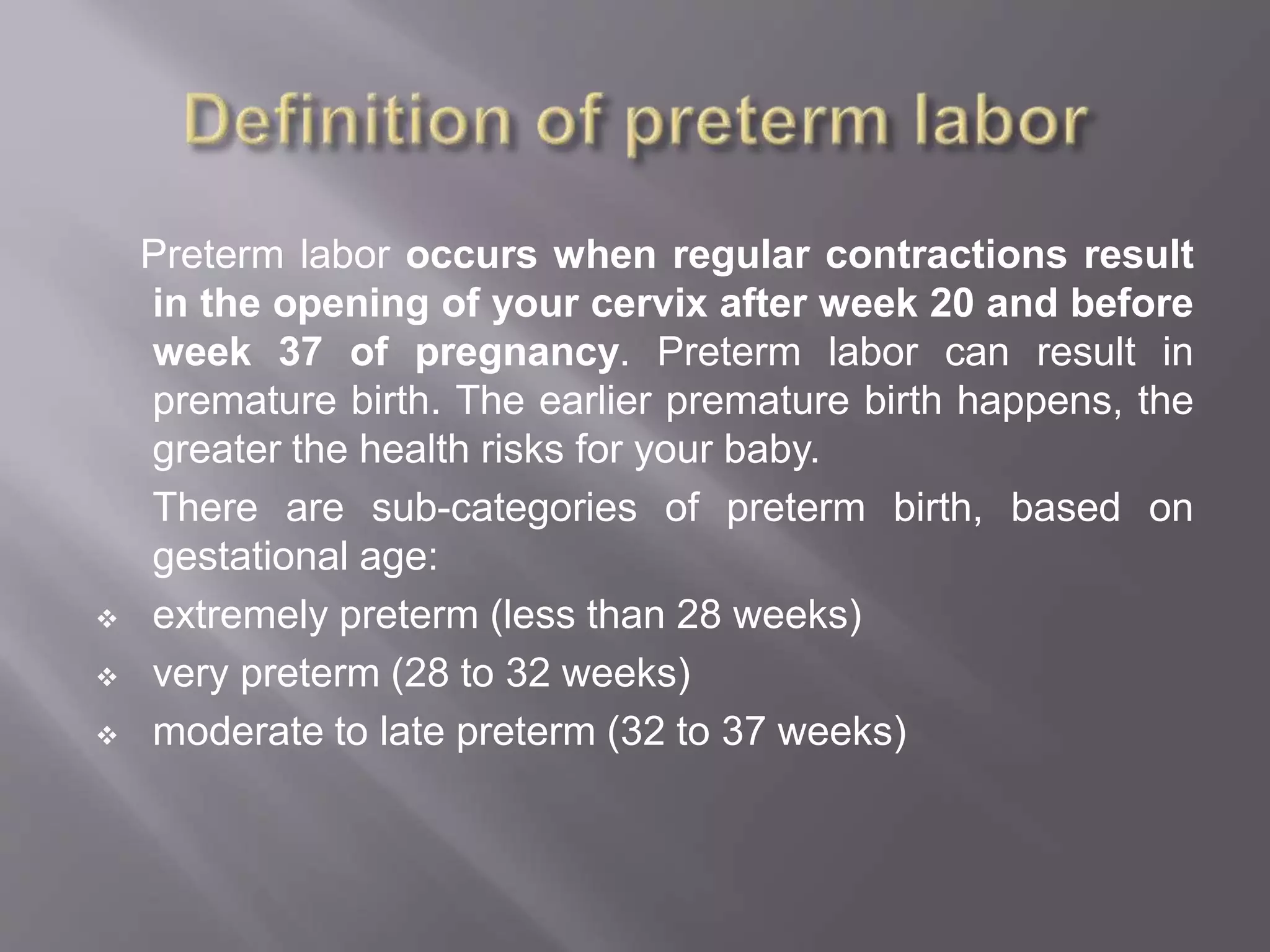 pre term labor.pptx | Pregnancy | Reproductive Health