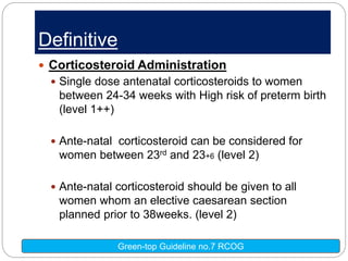 Preterm labour and new management guidelines | PPTX