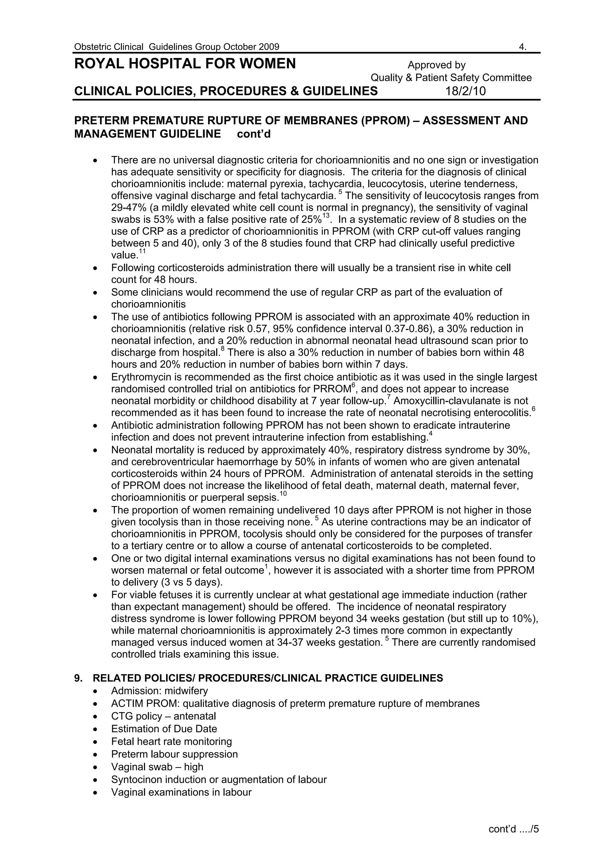 Preterm premature rupture of membranes (pprom) assessment and ...