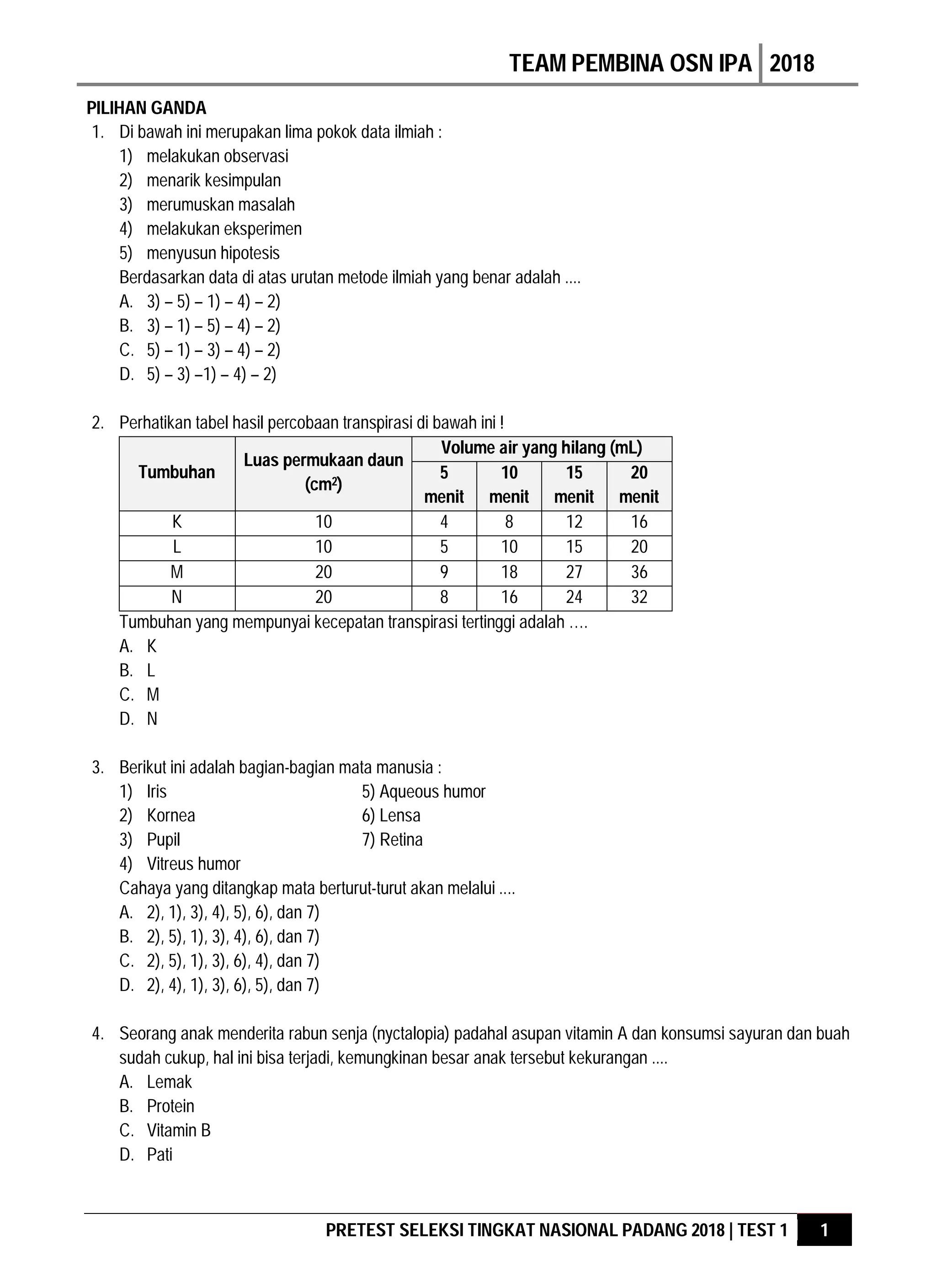 Pre test | PDF