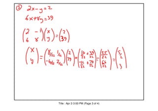 preCalculus: preTest 11A Matrix Algebra | PPT