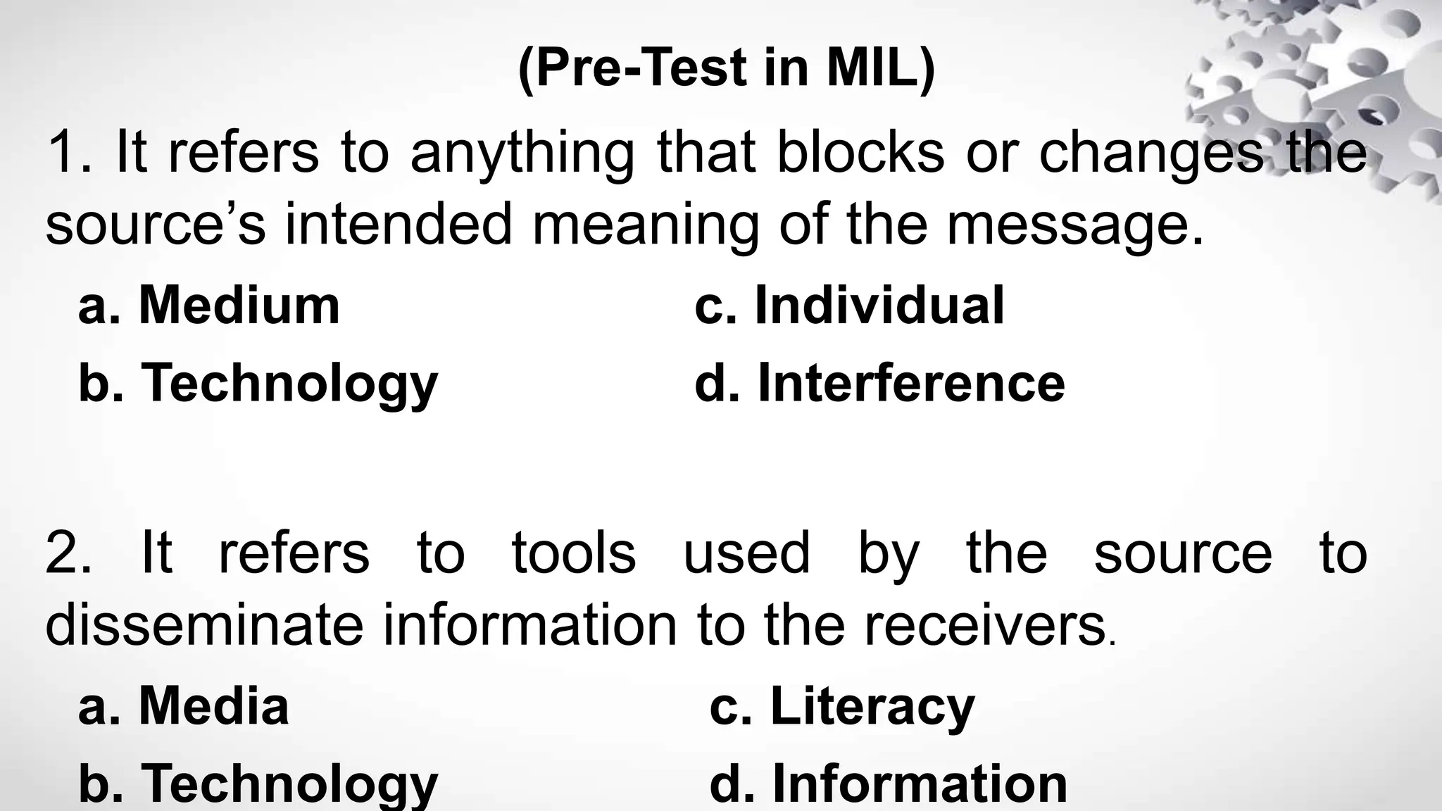PreTest MIL.pptx media and information literacy | PPTX