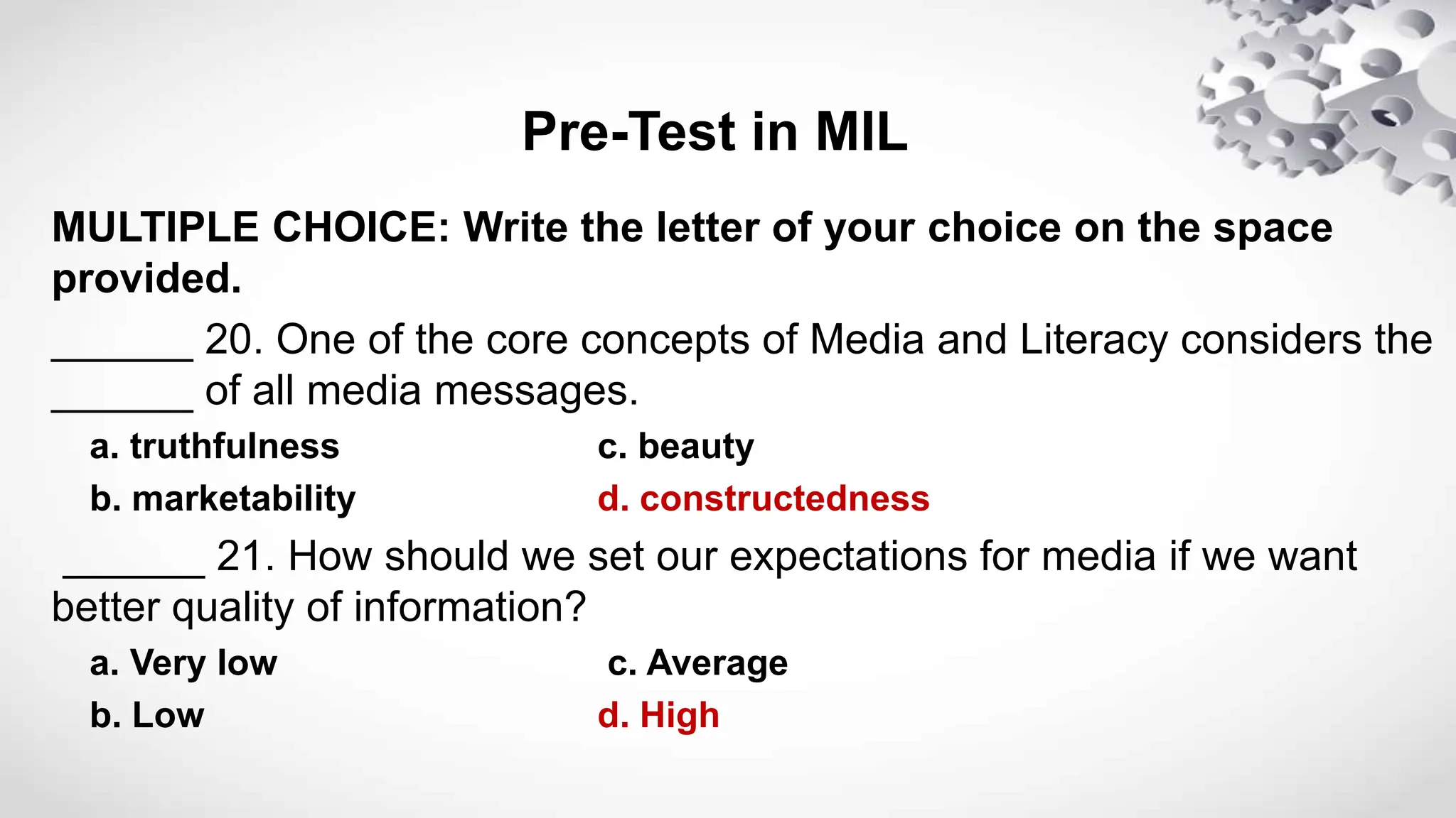 PreTest MIL.pptx media and information literacy | PPTX