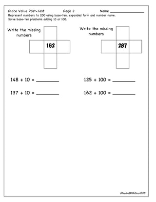 Pretest place value unit 2 | PDF