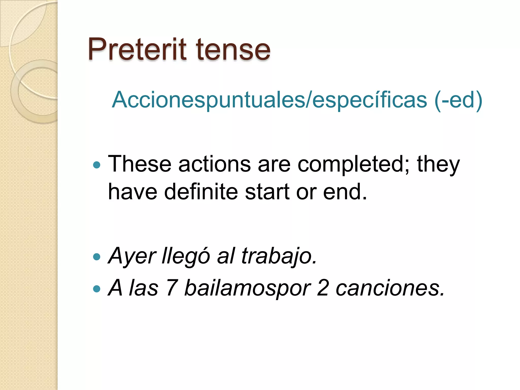 Preterito vs imperfecto | PPT