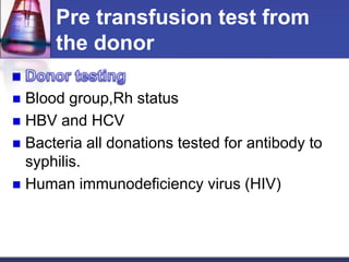 Pre tranfusion test | PPTX