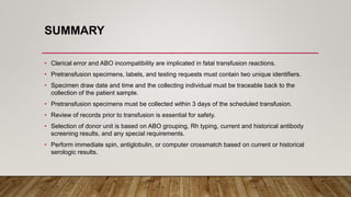 Pretransfusion testing | PPTX