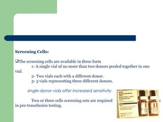 ‫Pretransfusion testing final- ab screening - NAGLAA MAKRAM | PPT