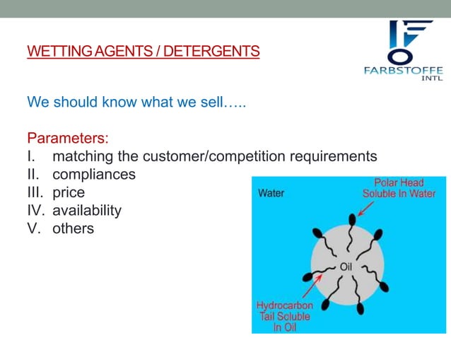 Pretreatment of Textiles - Wetting Agents.pptx | Chemistry | Science