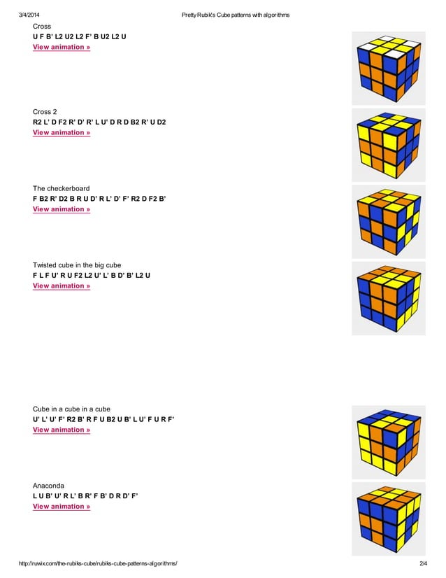 Pretty rubik's cube patterns with algorithms | PDF | Games and Puzzles ...