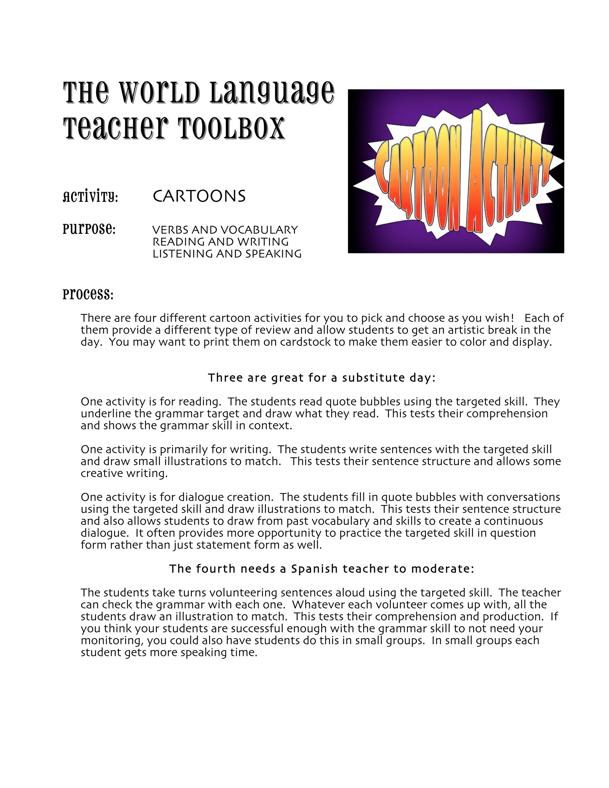 Pret Vs Imp Cartoon activity to do with students | PPT