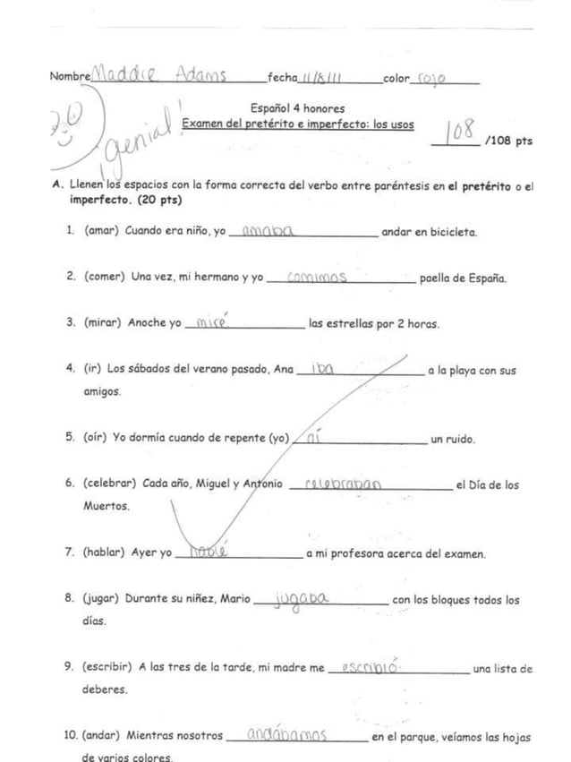 Preterite vs Imperfect Exam 2 | PDF