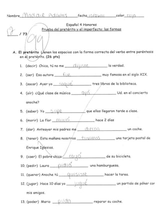 Preterite and Imperfect- The Forms | PDF