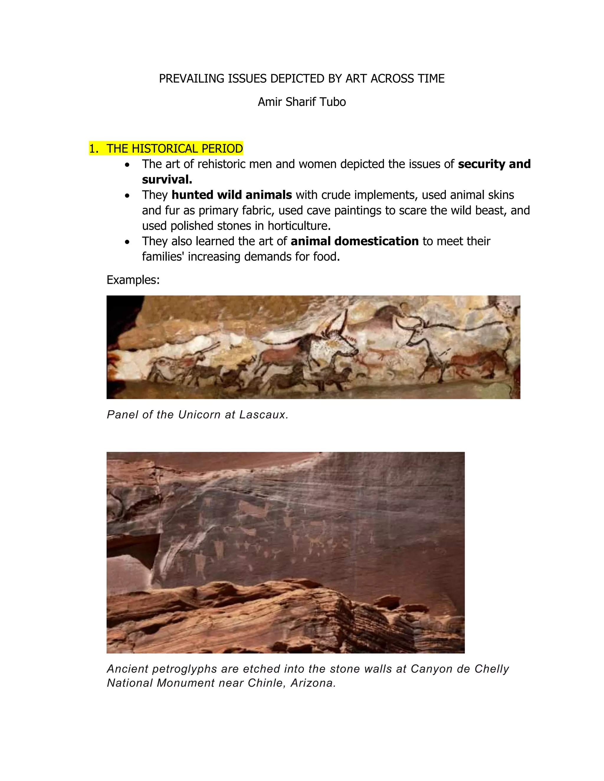 PREVAILING ISSUES DEPICTED BY ART ACROSS TIME.docx