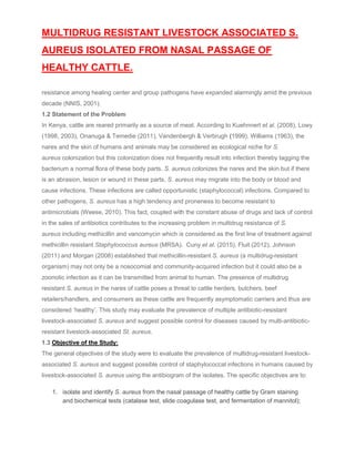 PREVALENCE OF MULTIDRUG RESISTANT LIVESTOCK ASSOCIATED S.AUREUS ...