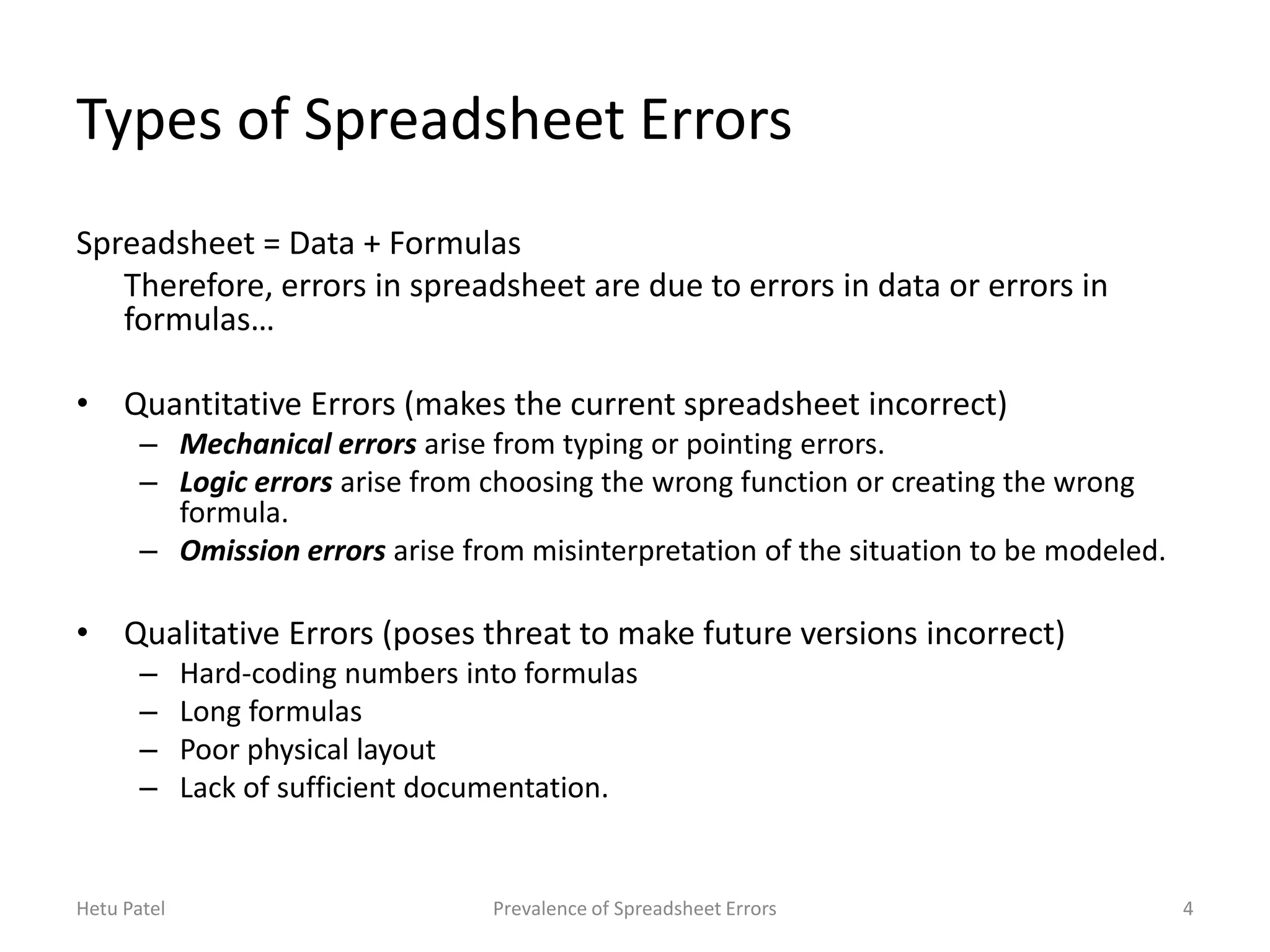 Prevalence Of Spreadsheet Errors | PPTX