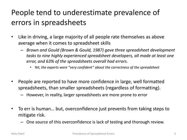 Prevalence Of Spreadsheet Errors | PPTX