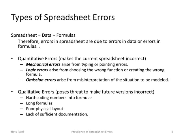 Prevalence Of Spreadsheet Errors | PPTX