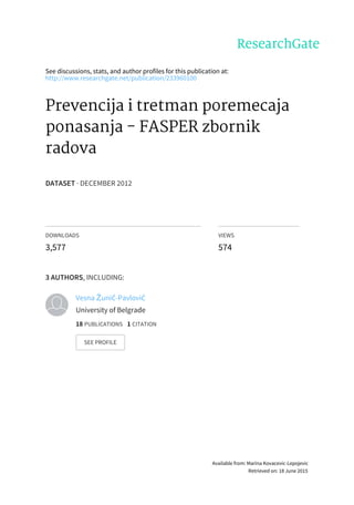 Prevencija i tretman poremecaja ponasanja Fasper zbornik radova | PDF