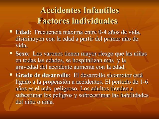 Prevención de los accidentes o traumatismos en niños | PPT