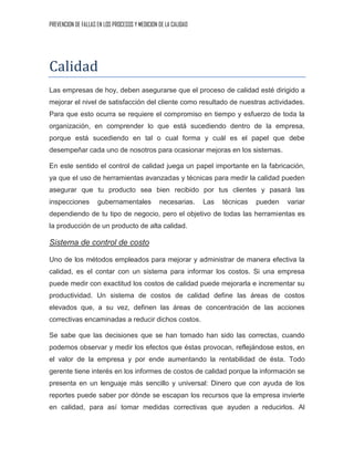 Prevencion de las fallas en los procesos y la medicion de la calidad | PDF
