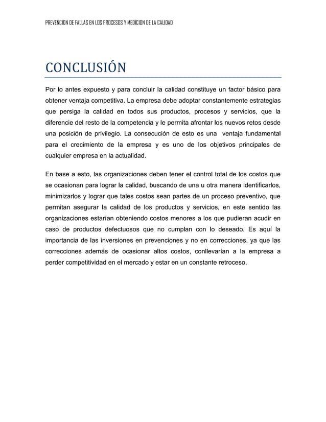 Prevencion de las fallas en los procesos y la medicion de la calidad | PDF