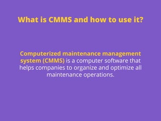 Preventative maintenance strategy with CMMS | PPT