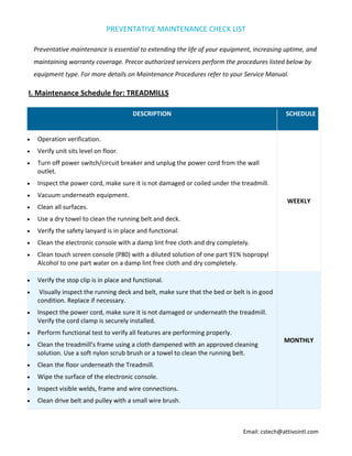 Preventative maintenance fitness equipment ATTIVO | PDF