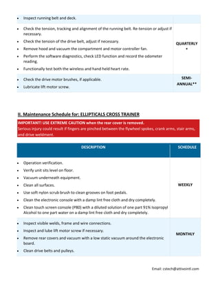 Preventative maintenance fitness equipment ATTIVO | PDF