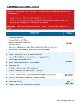 Preventative maintenance fitness equipment ATTIVO | PDF