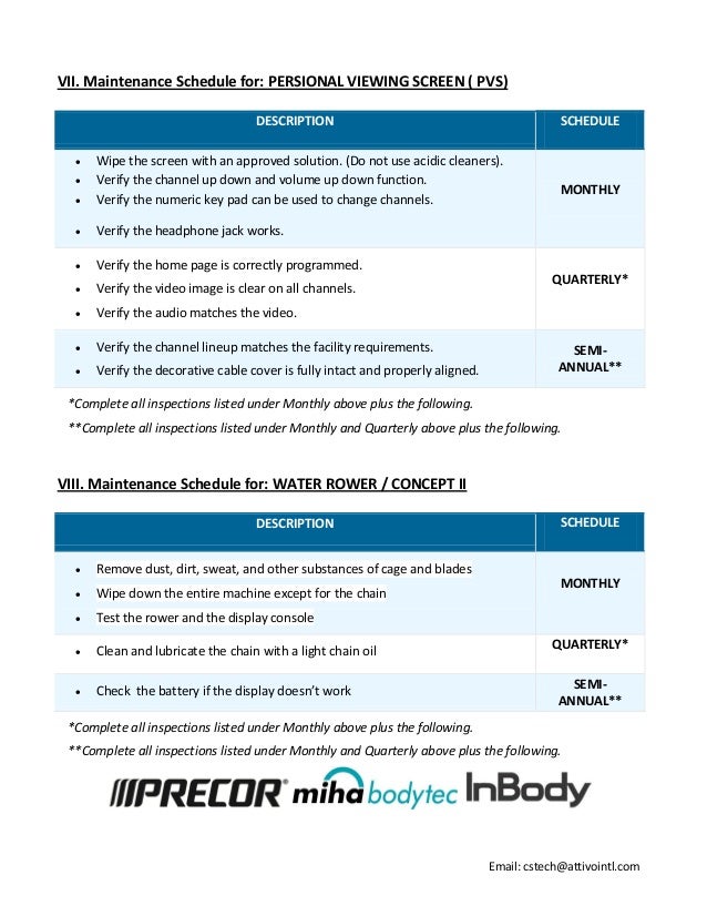 Gym Equipment Preventive Maintenance Checklist at Joyce Haynes blog