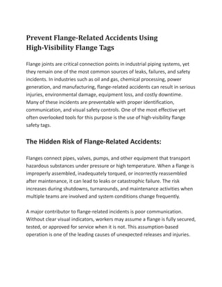 Prevent Flange-Related Accidents Using High-Visibility Flange Tags | PDF