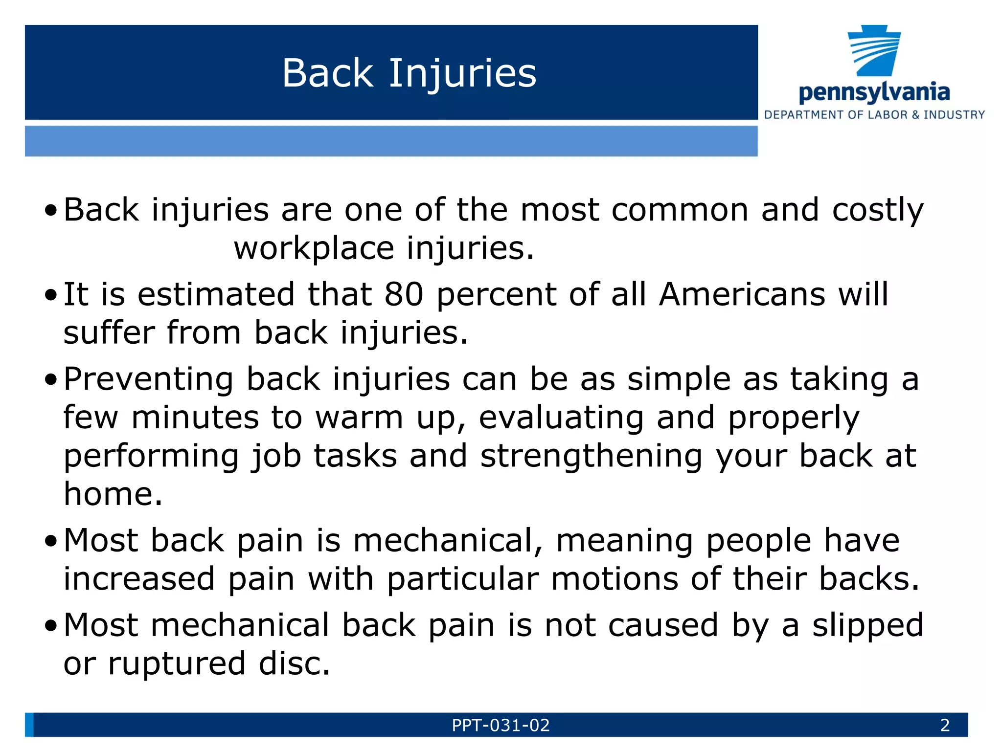 Preventing back injuries | PPT