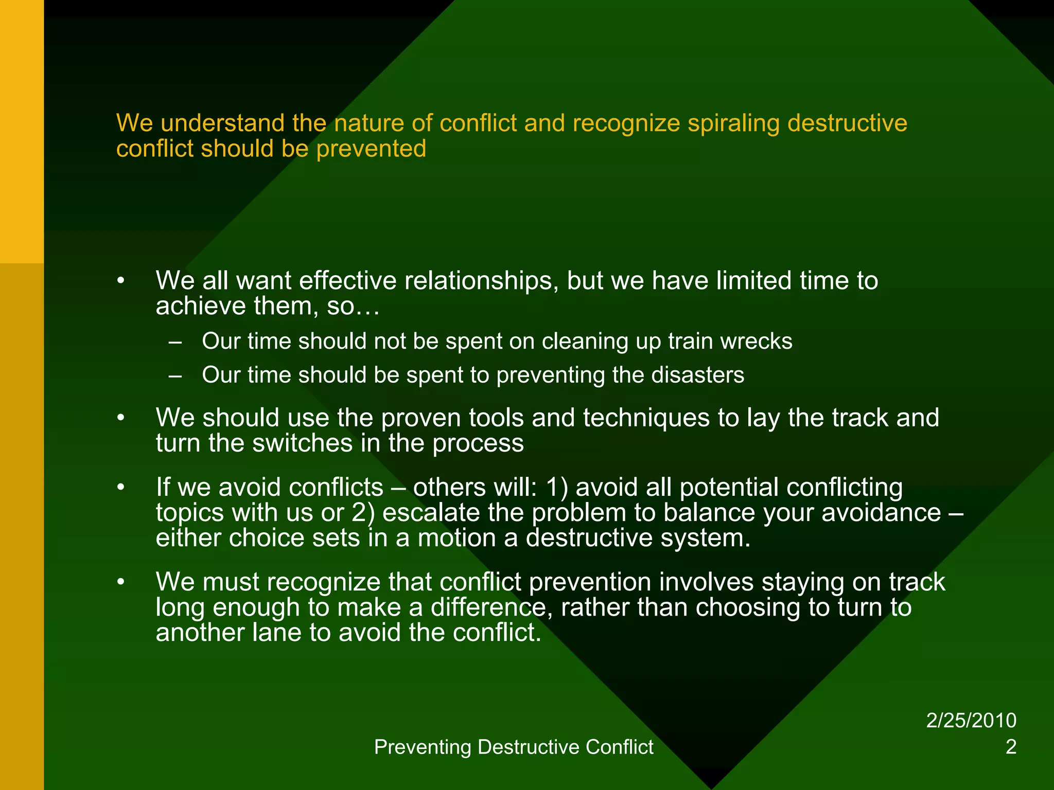 Destructive Conflict Prevention | PDF