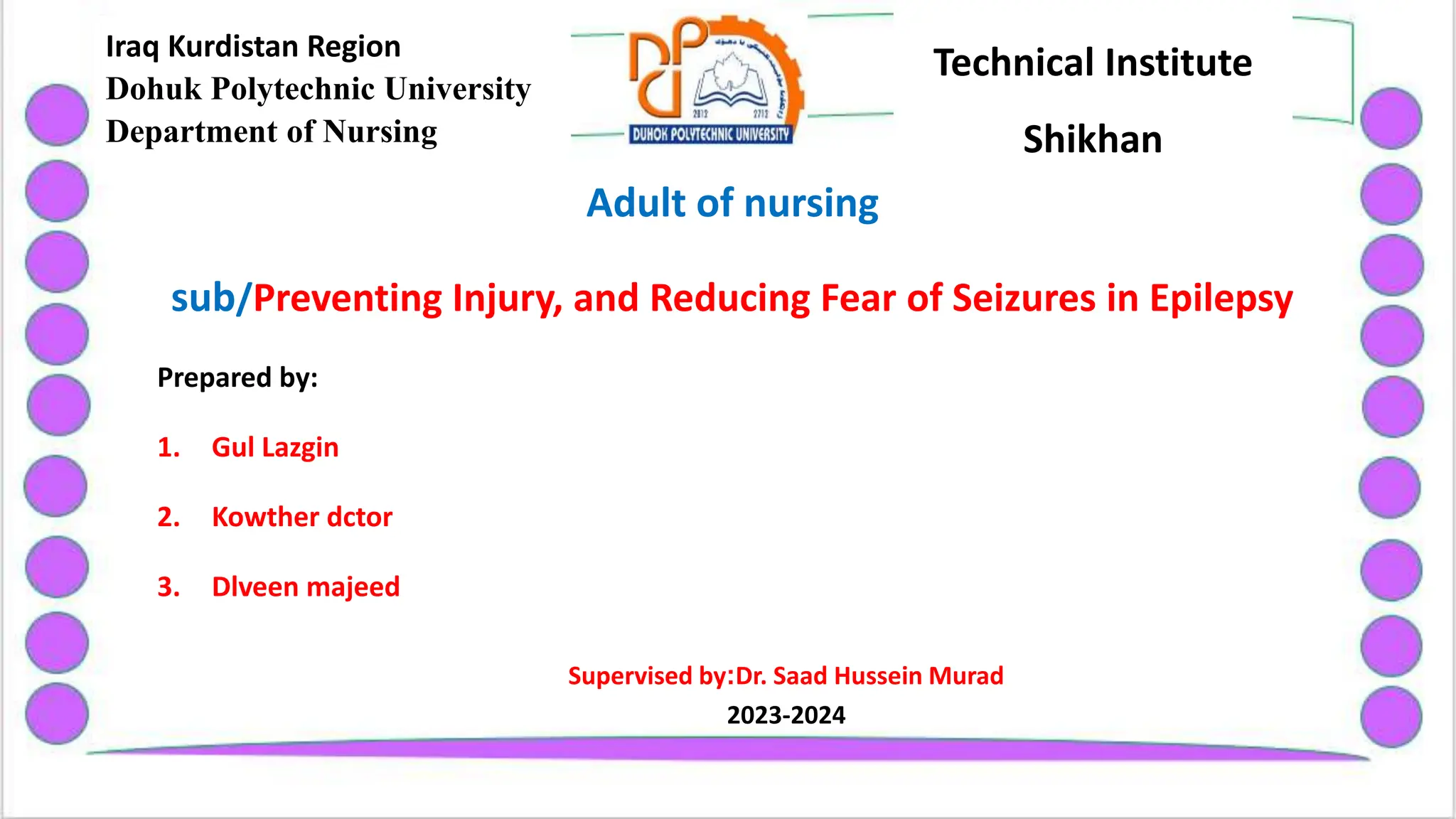 Preventing Injury, and Reducing Fear of Seizures in Epilepsy .pptx
