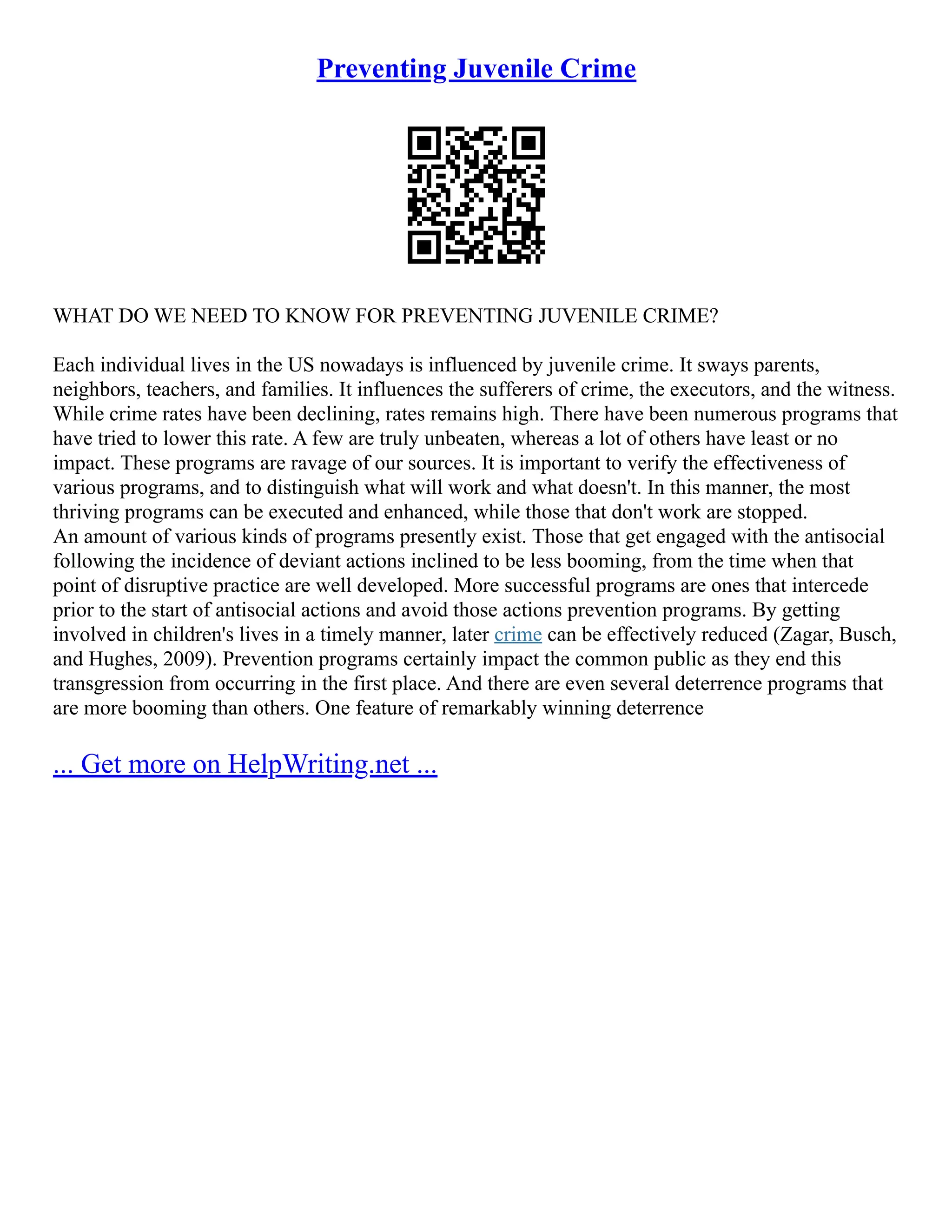 Preventing Juvenile Crime | PDF