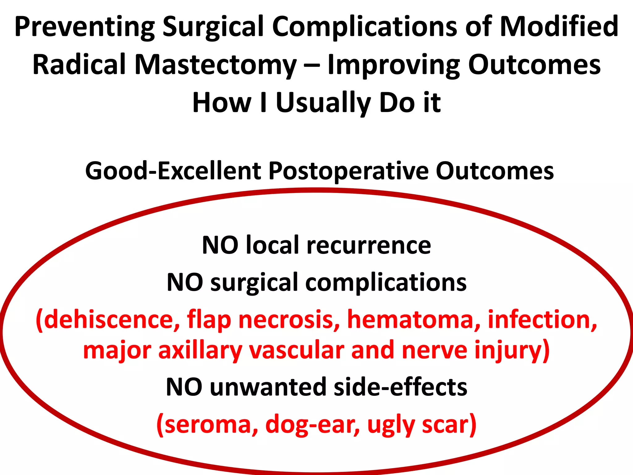 Preventing Surgical Complications of Modified Radical Mastectomy ...