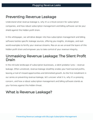 Preventing Revenue Leakage With Blulogix Subscription Management ...