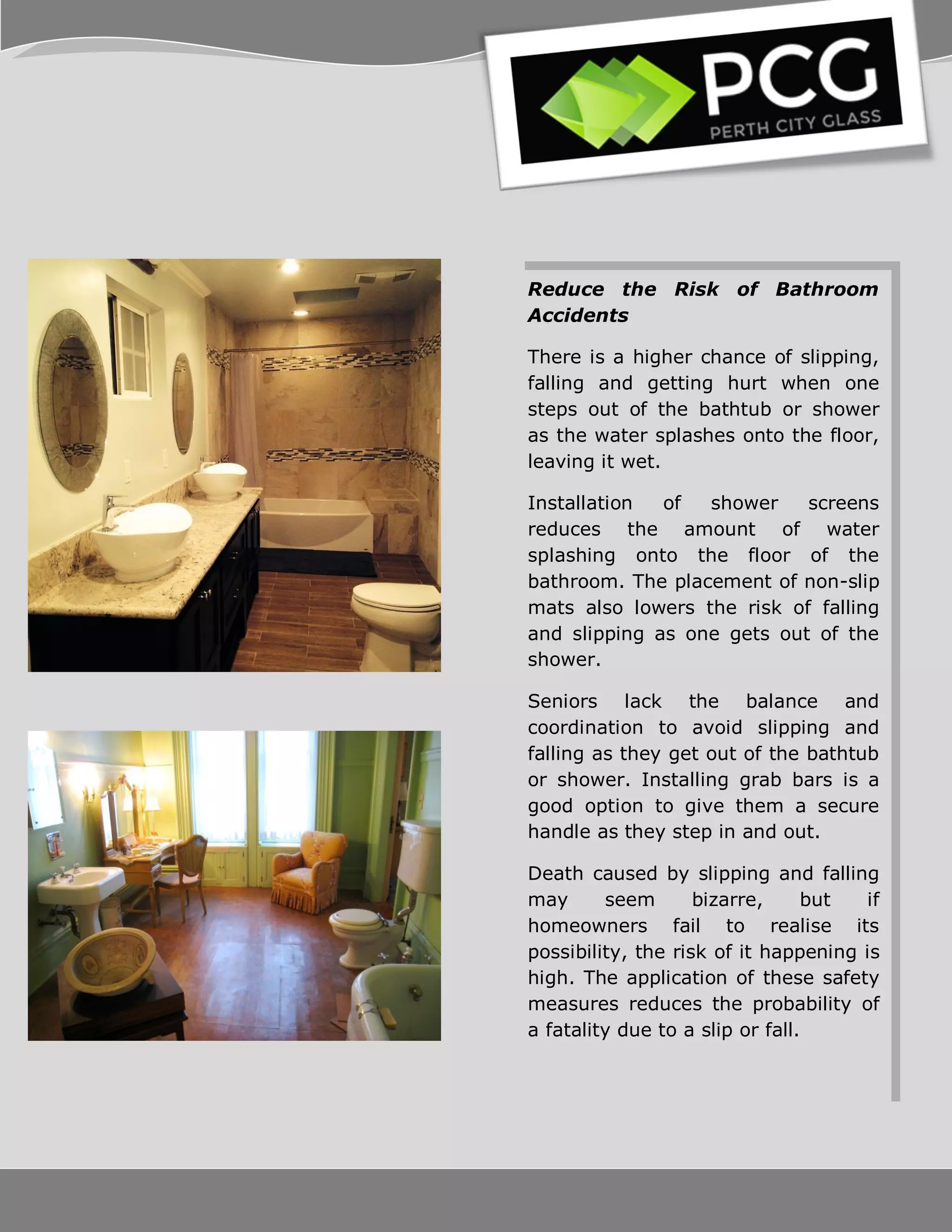 Preventing Slips and fall in the Bathroom | PDF | Death, Injury, or ...