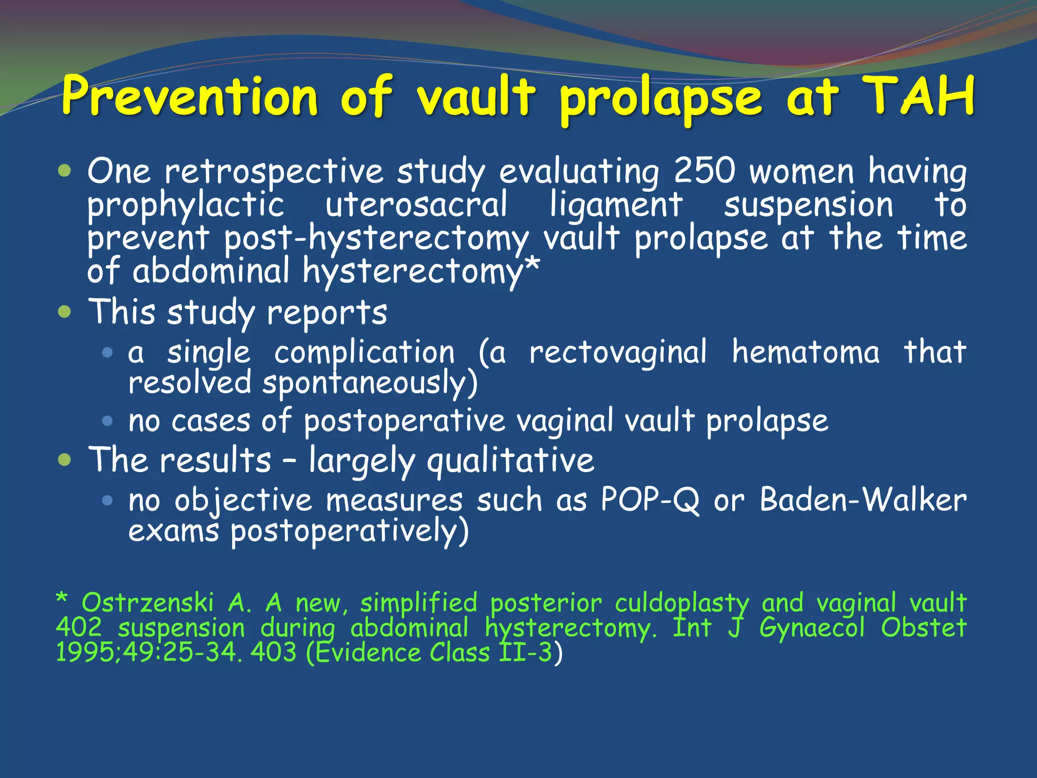Preventing vault prolapse after hysterectomy | PDF