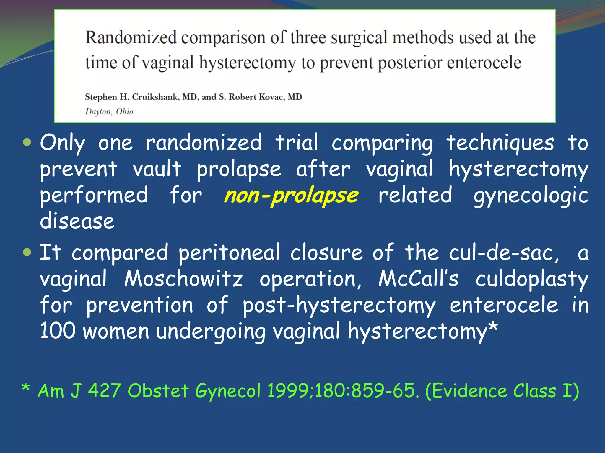 Preventing vault prolapse after hysterectomy | PDF