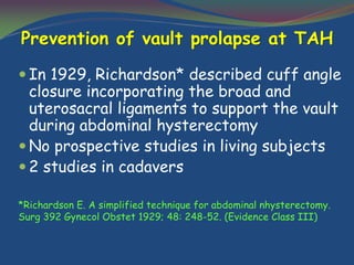 Preventing vault prolapse after hysterectomy | PDF