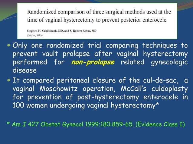 Preventing vault prolapse after hysterectomy | PDF | Reproductive ...