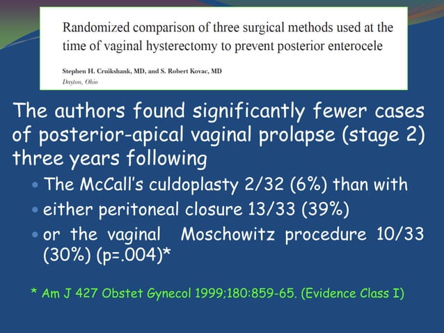 Preventing vault prolapse after hysterectomy | PDF | Reproductive ...